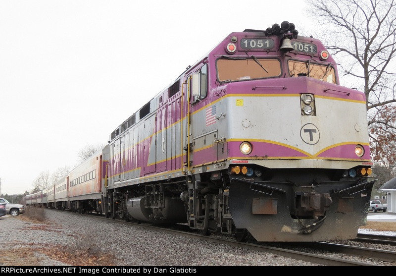 MBTA 1051 Pushes an Inbound MBTA to Boston MA